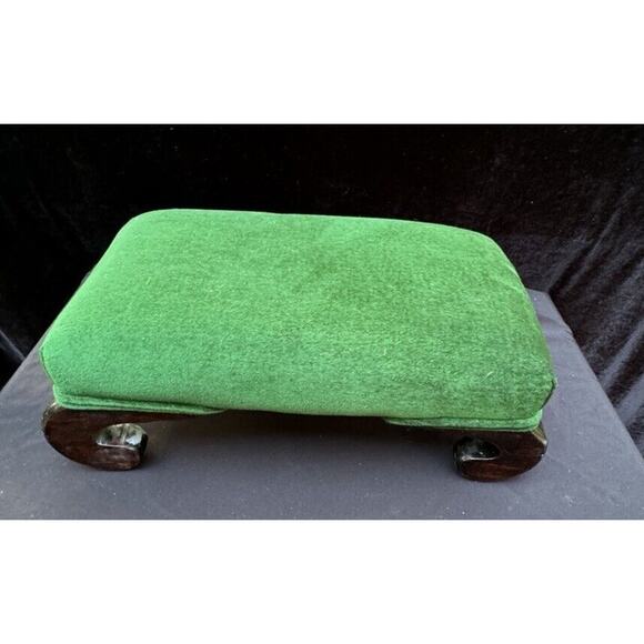 Antique | Other | Lovely Antique Kelly Green Covered Footstool ...